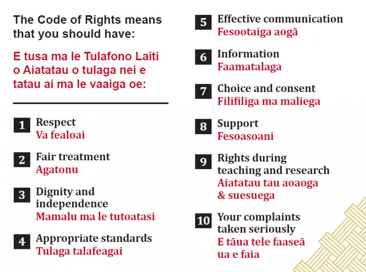 The Code of Rights - Samoan | Health and Disability Commissioner ...