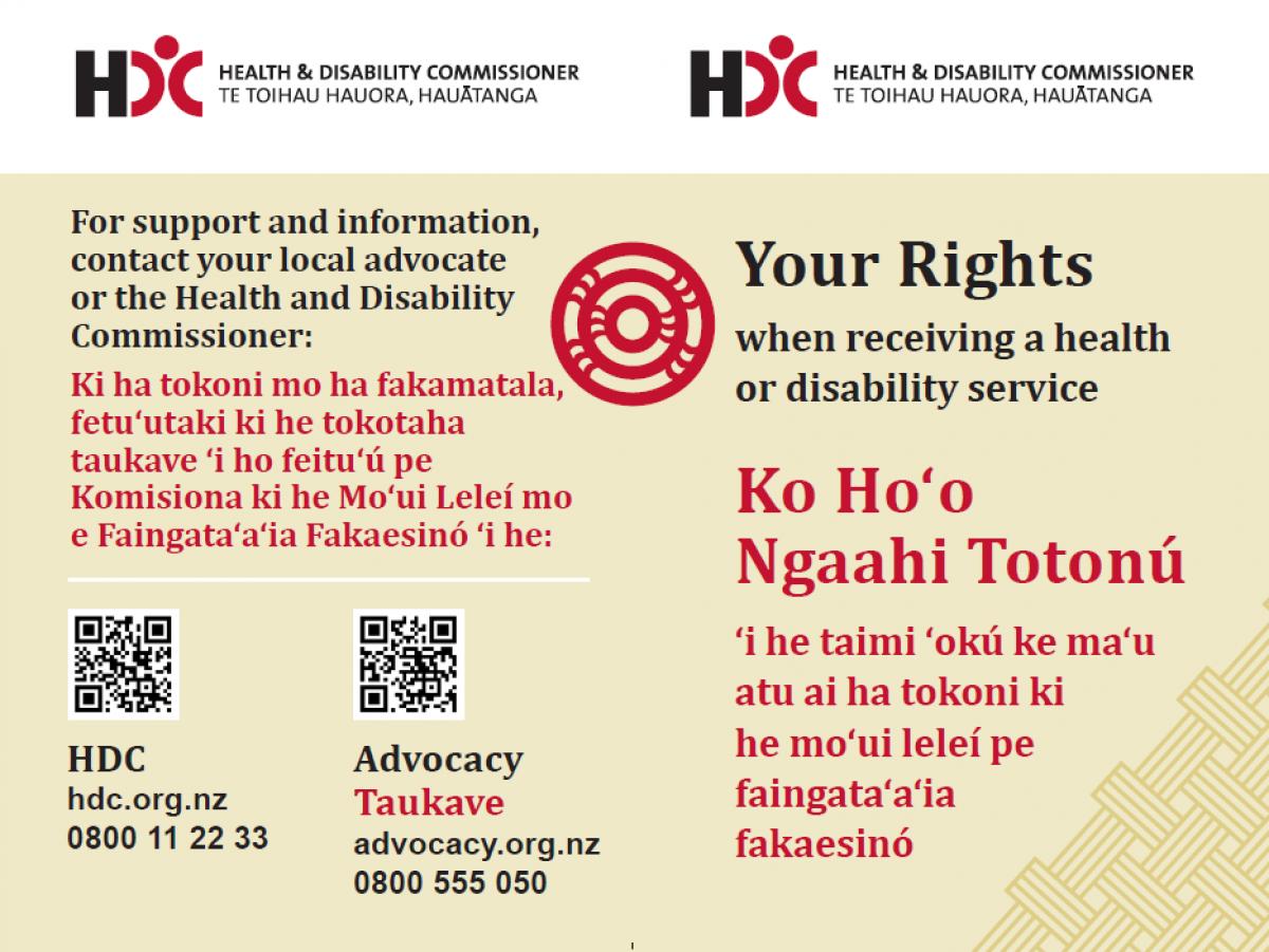 The Code of Rights - Tongan | Health and Disability Commissioner ...